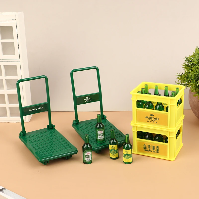 Dollhouse-Mini-Simulation-Beer-Drinks-with-Basket-Trolley-Cart-1-12 ...