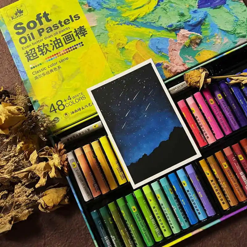 Kuelox Set Profesional de 24/36/48 colores Pastel al óleo, juego de ...