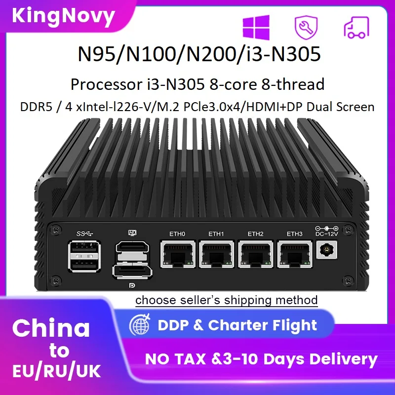 12th Gen Fanless Firewall Soft Router Intel i3 N305 N200 N100 DDR5 ...