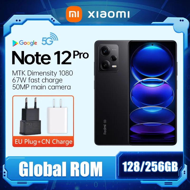 Xiaomi Smartphone Mi Redmi Note 12 Pro 5G, 8 Go, 128 Go, 256 Go, 67W, Charge rapide, Écran OLED ...