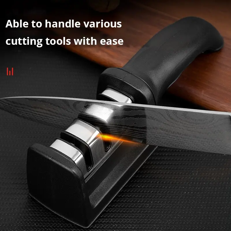 1Pc Black Kitchen Three Segment Knife Sharpener Household Multi ...