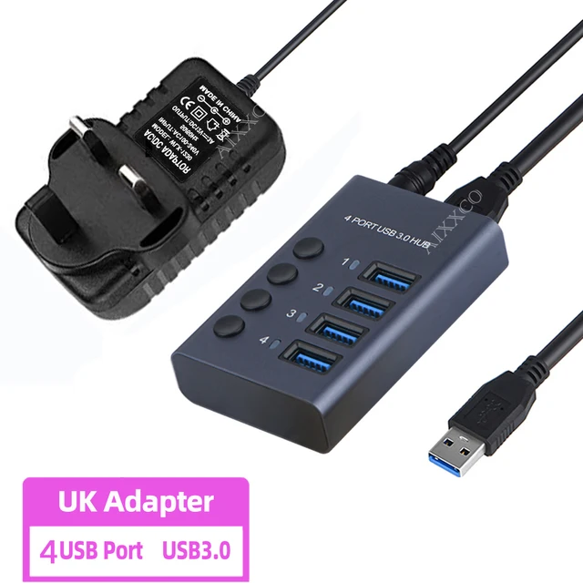 Metal USB 3.0 Hub Multi USB Splitter 4/7/10Ports Use Power Adapter ...
