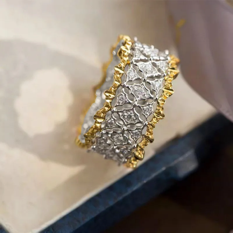 CAOSHI Fashion Two-tone Style Finger Ring Female Chic Brilliant ...