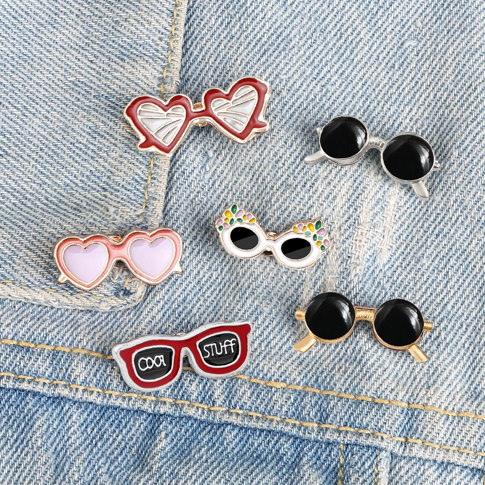 Summer Beach Sunglasses Brooch Fashion Personality Enamel Pins for ...