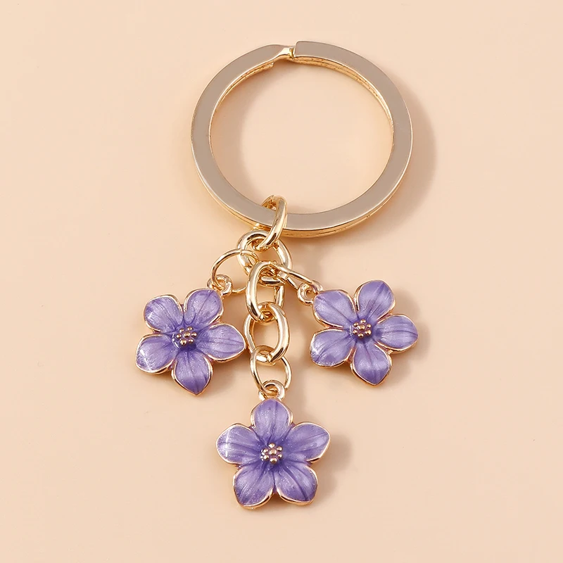 Cute-Enamel-Keychain-Colorful-Sakura-Flower-Key-Ring-Sweet-Key-Chains ...