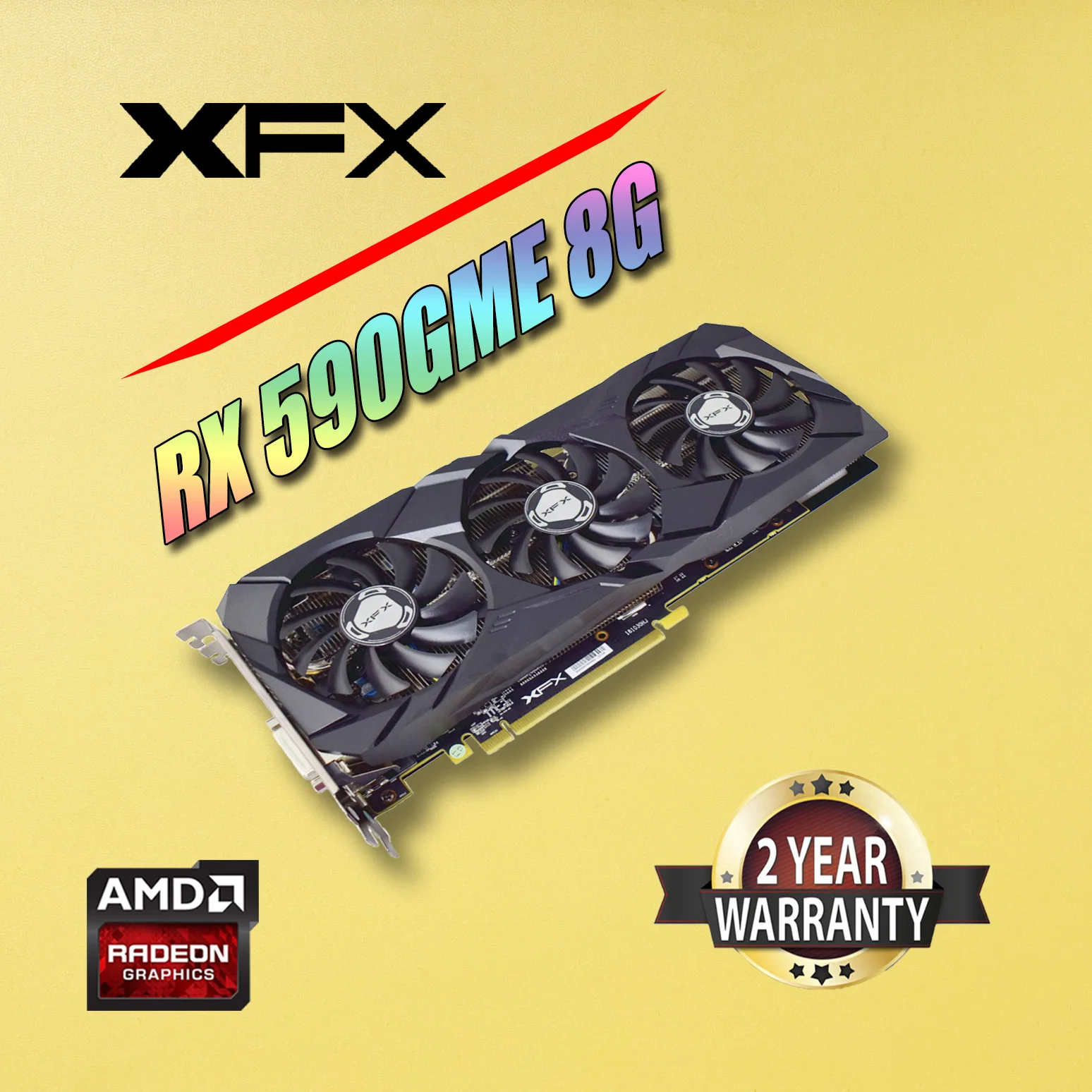 Usado xfx rx590 8g gme placa gráfica rx590 8g gme radeon placa de vídeo 14nm gddr5 256bit gpu ...