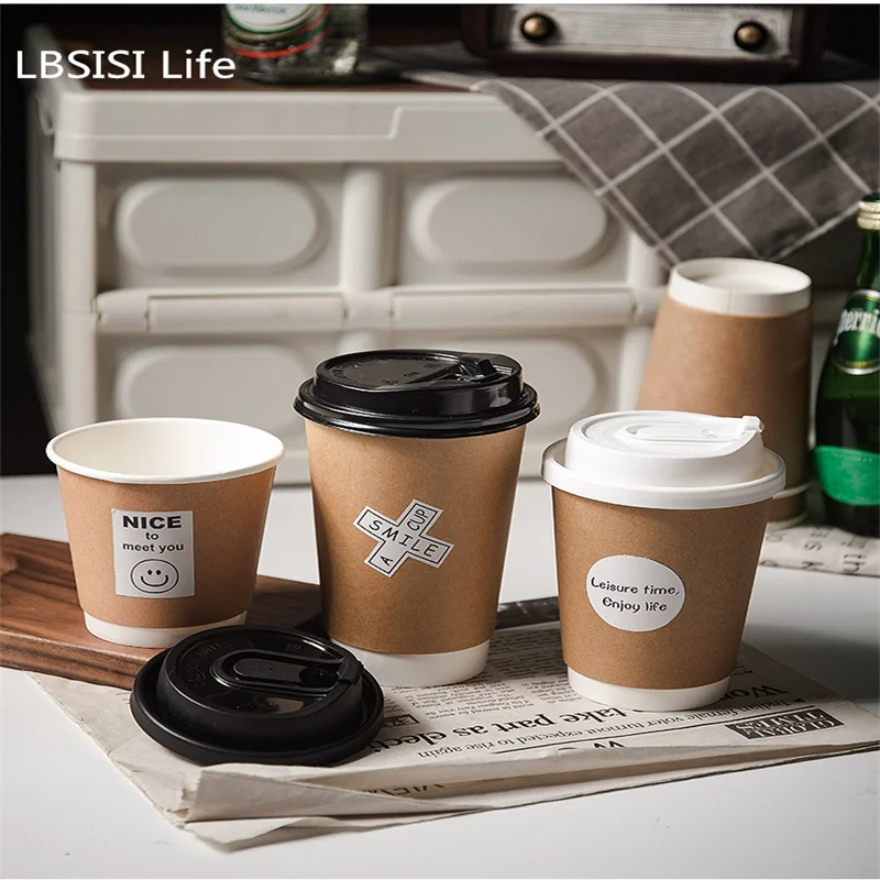 LBSISI-Life-Disposable-Coffee-Milk-Tea-Paper-Cups-with-Cover-Double ...