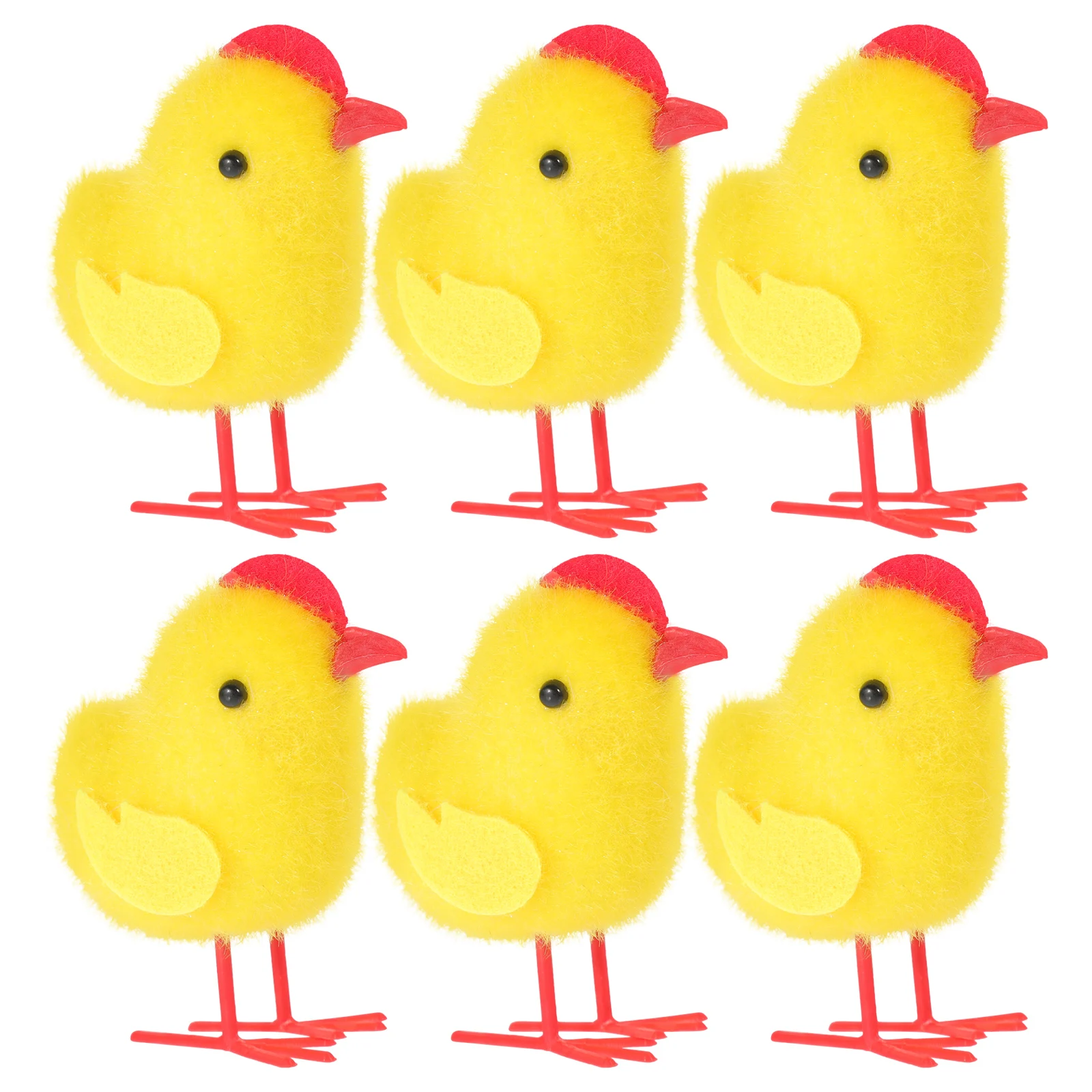 6Pcs Easter Yellow Mini Chick Simulation Plush Chicken Decoration Prop ...