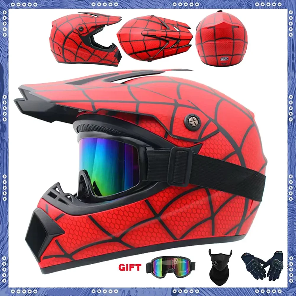 Spider Full Face Motorcycle Helmet 3-Piece Gift Set – Off-road Racing ...