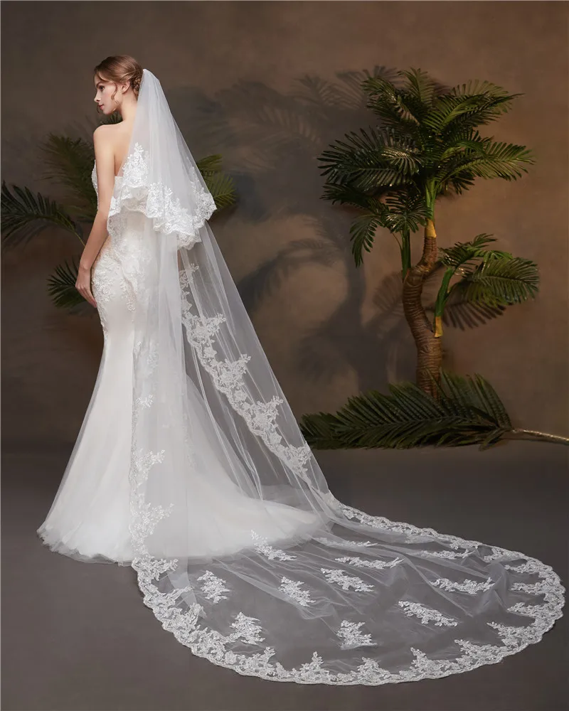Strato 2 bordo in pizzo 3M cattedrale velo da sposa con pettine per ...
