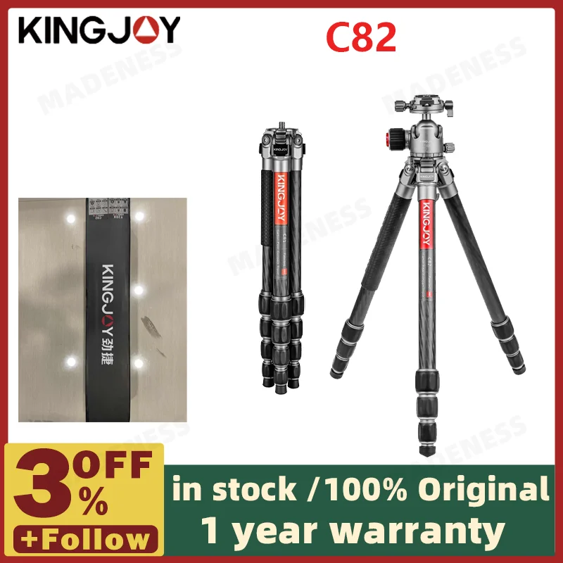 KINGJOY C82 DSLR Camera Tripod Lightweight and Compact Carbon Fiber ...