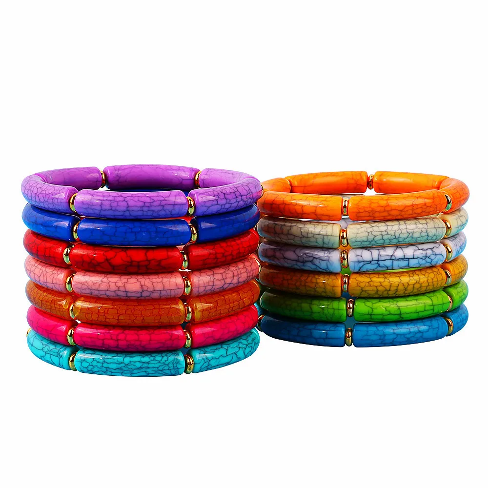Bohemain Elastic Bamboo Thin Acrylic Stackable Bracelets for Women ...