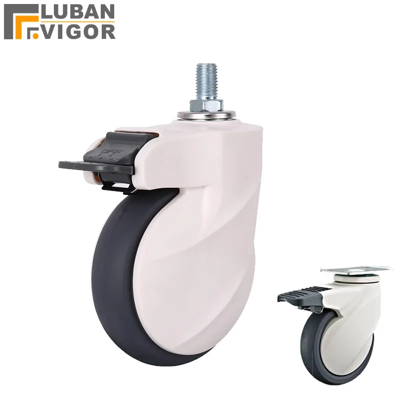 Plastic medical casters Soft TPR single wheel 3inch 4inch 5inch mute ...