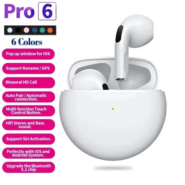 Air-Pro-6-TWS-Wireless-Headphones-with-Mic-Fone-Bluetooth-Earphones ...