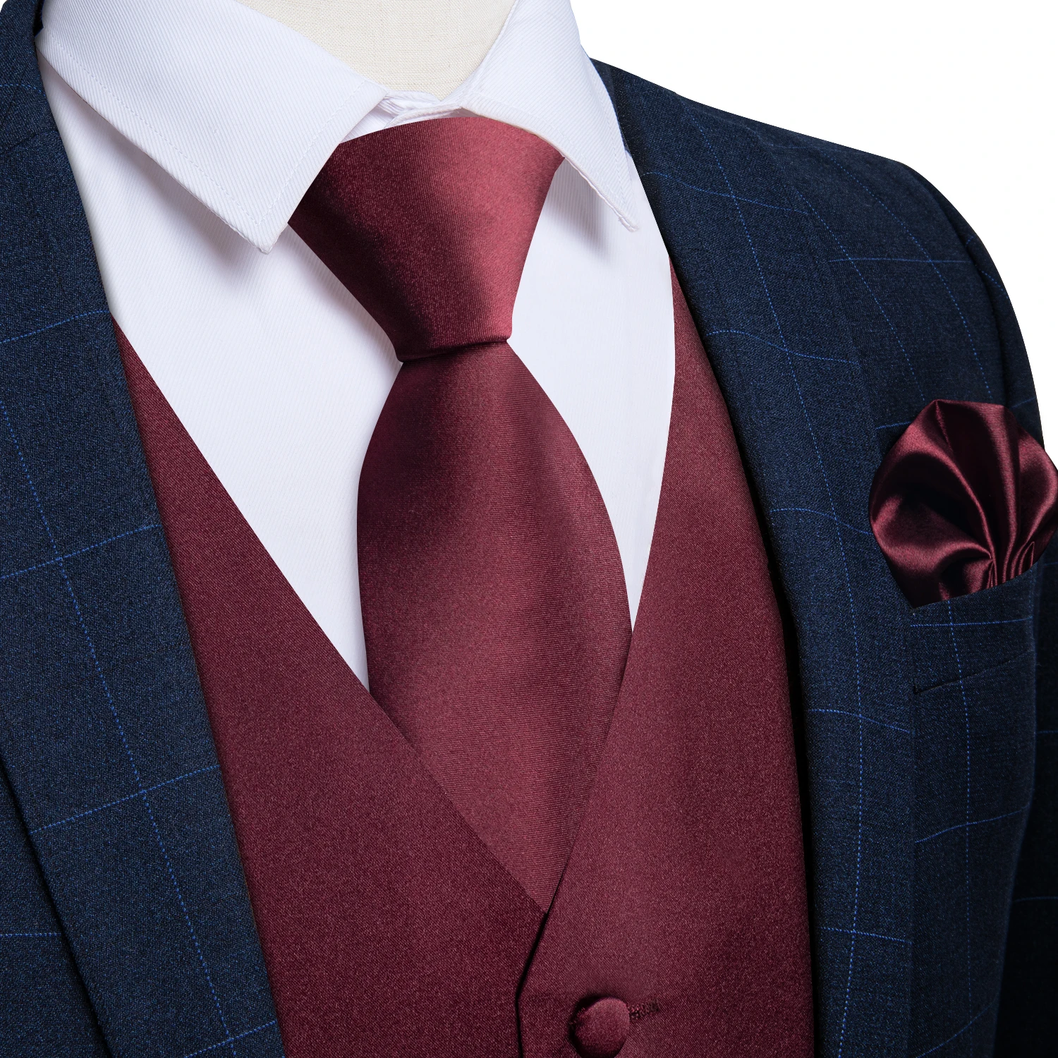 Maroon Tie Grey Suit