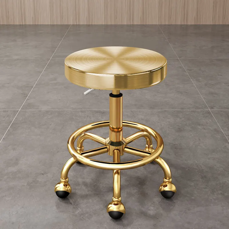 Stainless Steel Stool Rotating Lifting Pulley Round Stool Beauty Salon ...
