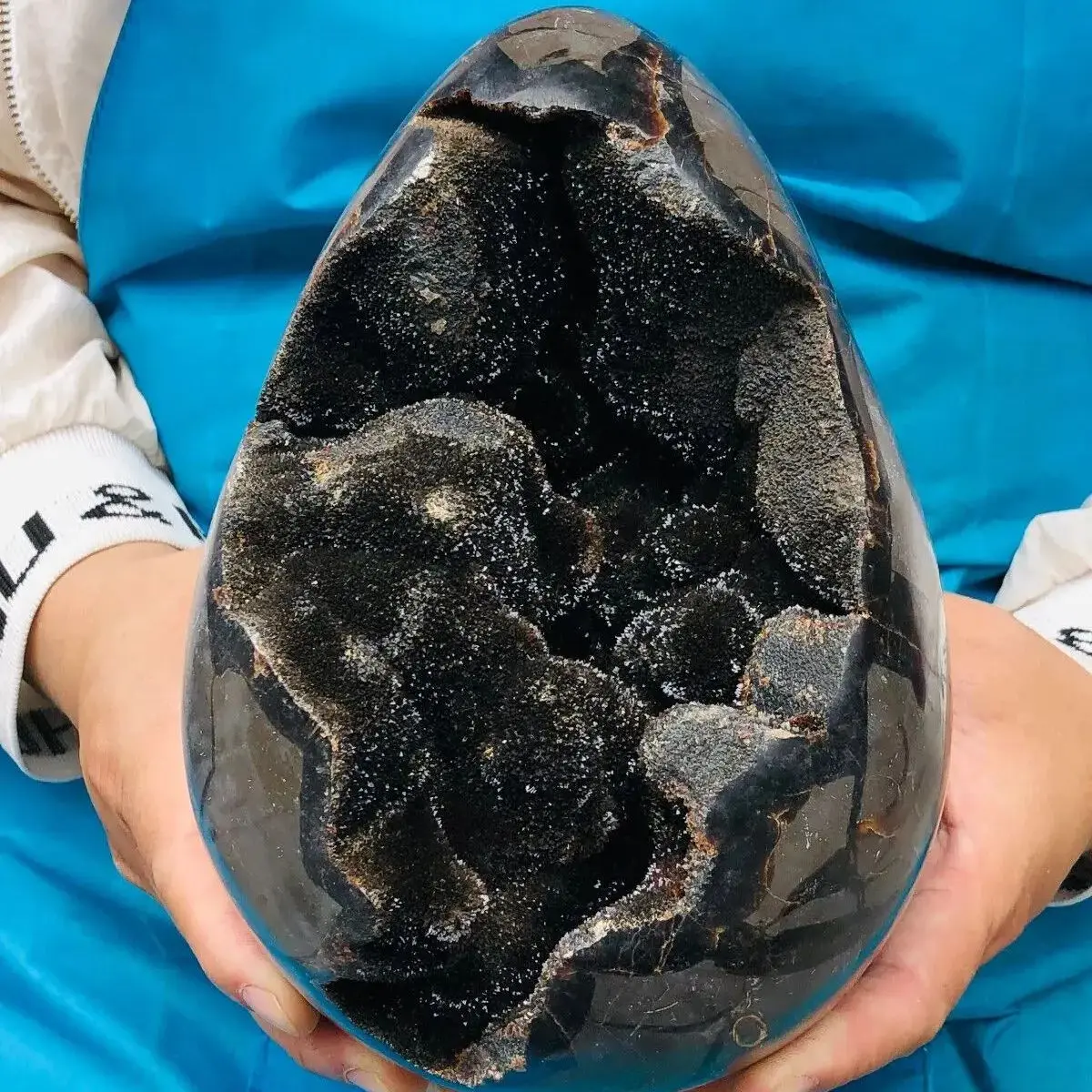 Natural Turtle Back Stone Egg Shape Dragon Crystal Crack Mineral ...