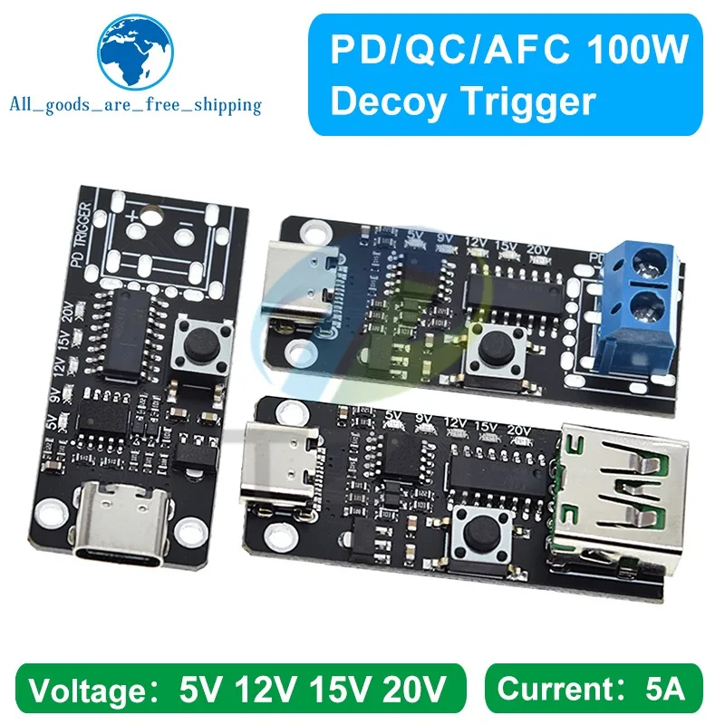 TZT-100W-5A-USB-C-Fast-Charge-Trigger-Board-Module-PD-QC-Decoy-Board ...