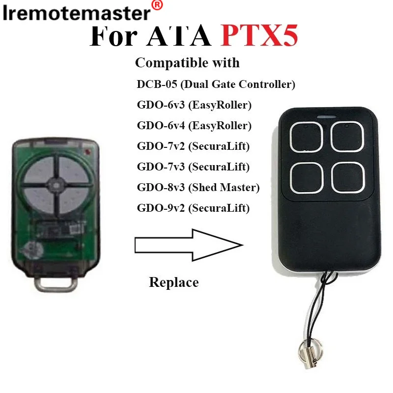For-ATA-PTX5-TrioCode-GDO-PTX5V1-Transmitter-Garage-Door-Remote-Control-Replacement-433MHz ...