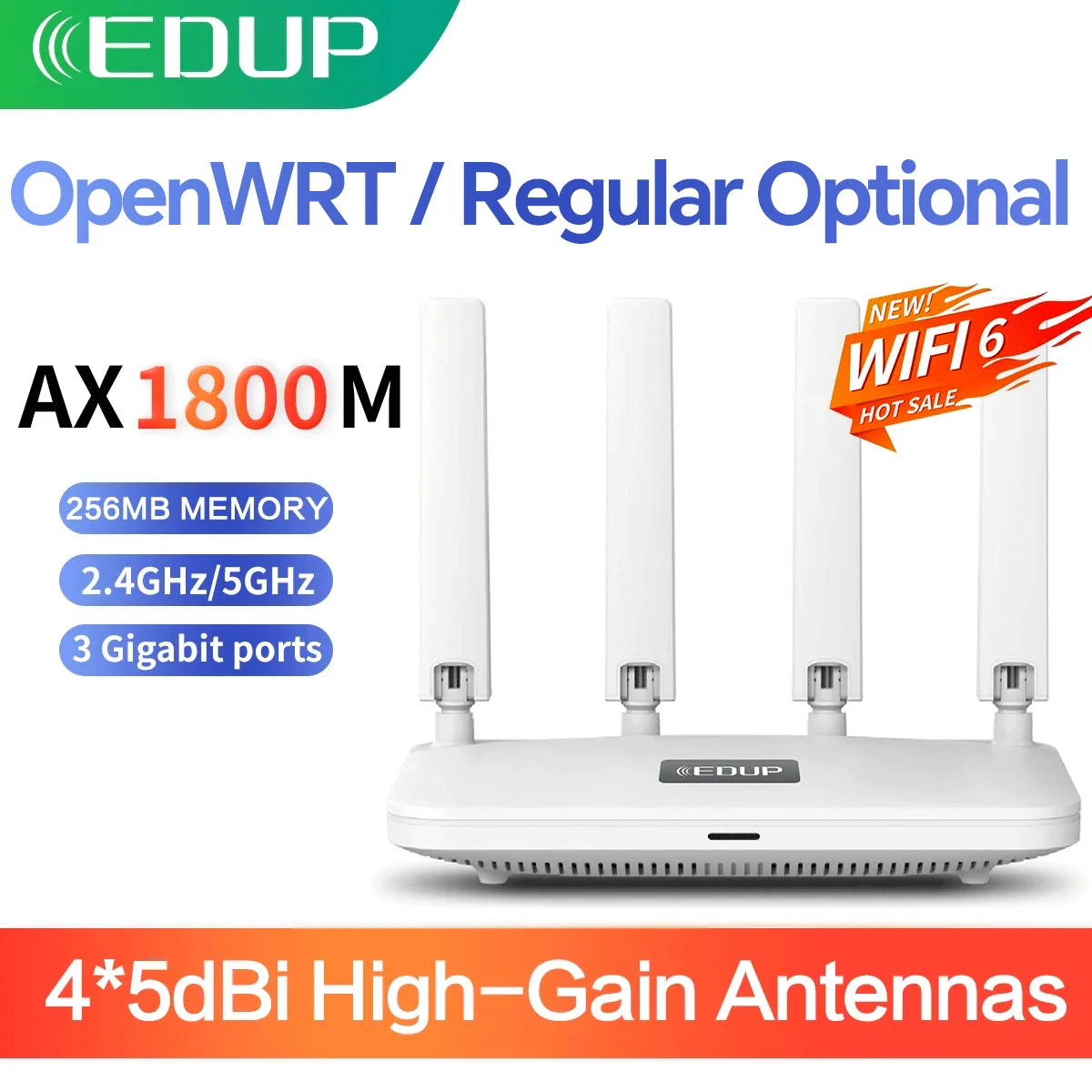EDUP-W-ifi-6-AX1800-Router-2-4-5GHz-Dual-Band-Mash-Router-5dBi-Antennas ...
