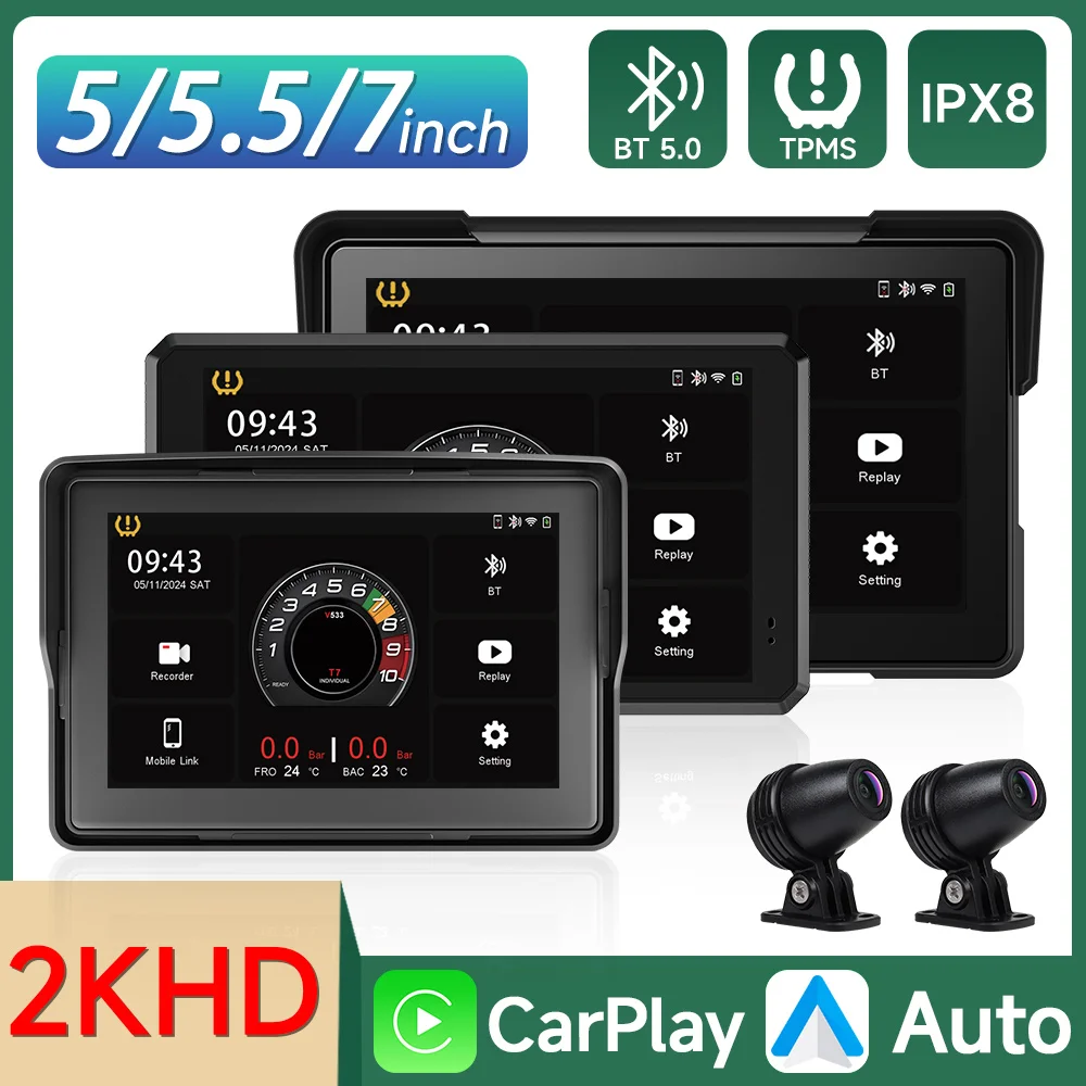 2024 Motorcycle GPS Navigation Wireless CarPlay Android Auto Multimedia ...