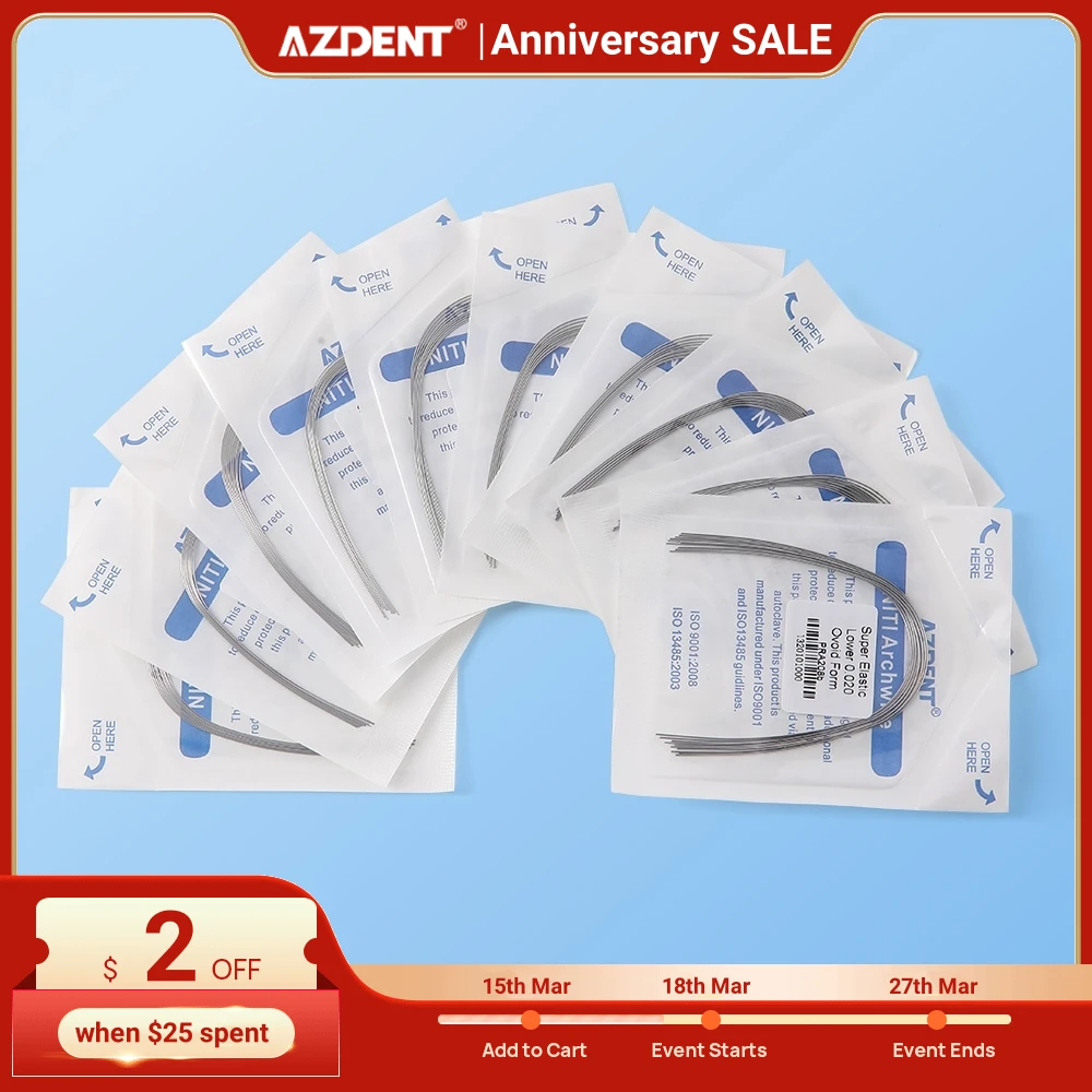 10PCS-Pack-AZDENT-Dental-Orthodontic-Arch-Wires-Super-Elastic-Niti-Round-Rectangular-Ovoid-Form ...