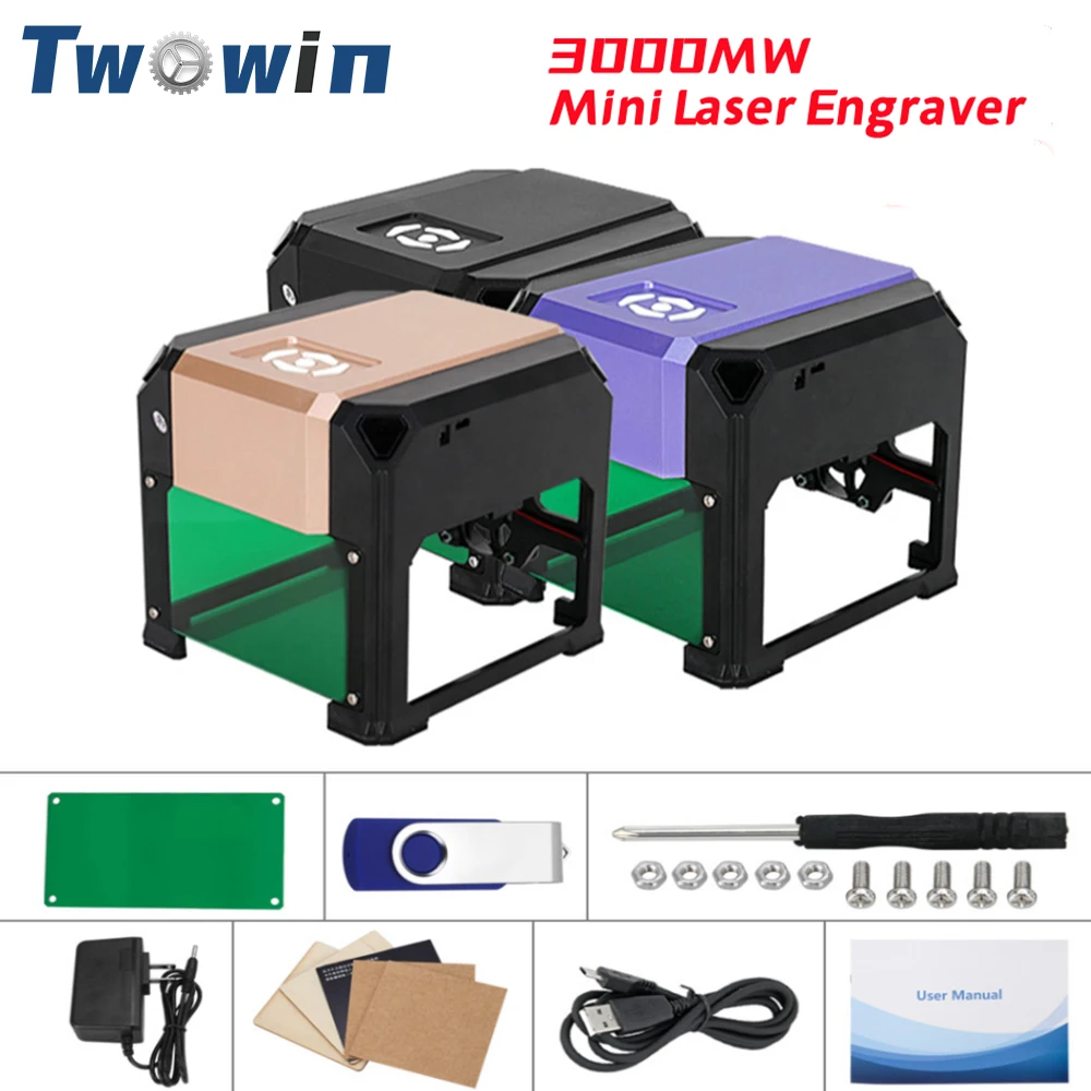3000mw Cnc Laser Engraver Desktop Laser Engraving Machine 80x80mm Mini ...