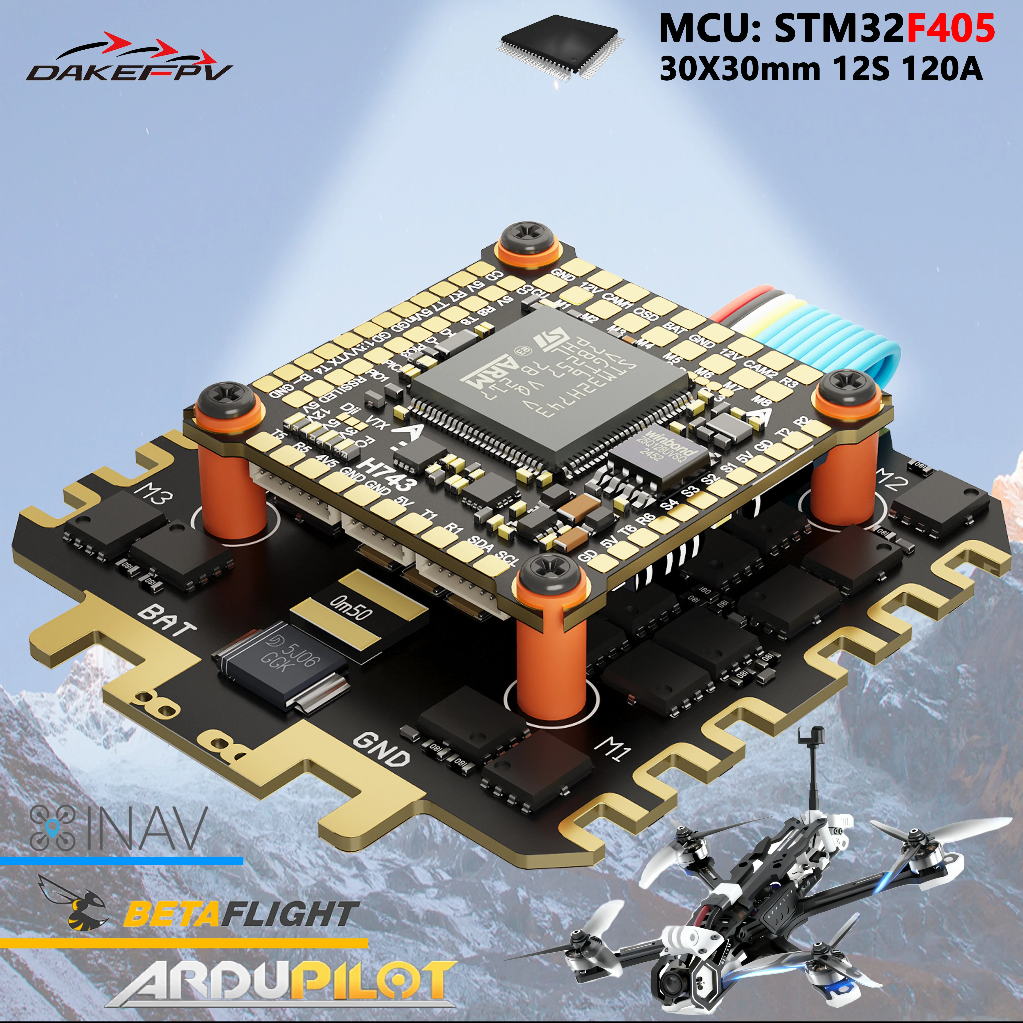 DAKEFPV H743 12S 120A pila INAV Betaflight Ardupilot H743 FC ...