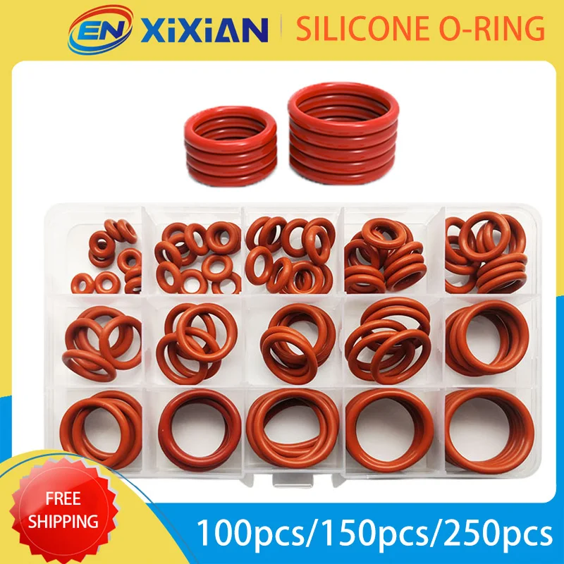 100pcs-150pcs-250pcs-Silicone-O-ring-Sealing-Gaskets-Waterproof-Washer-Oil-Resistant-High ...