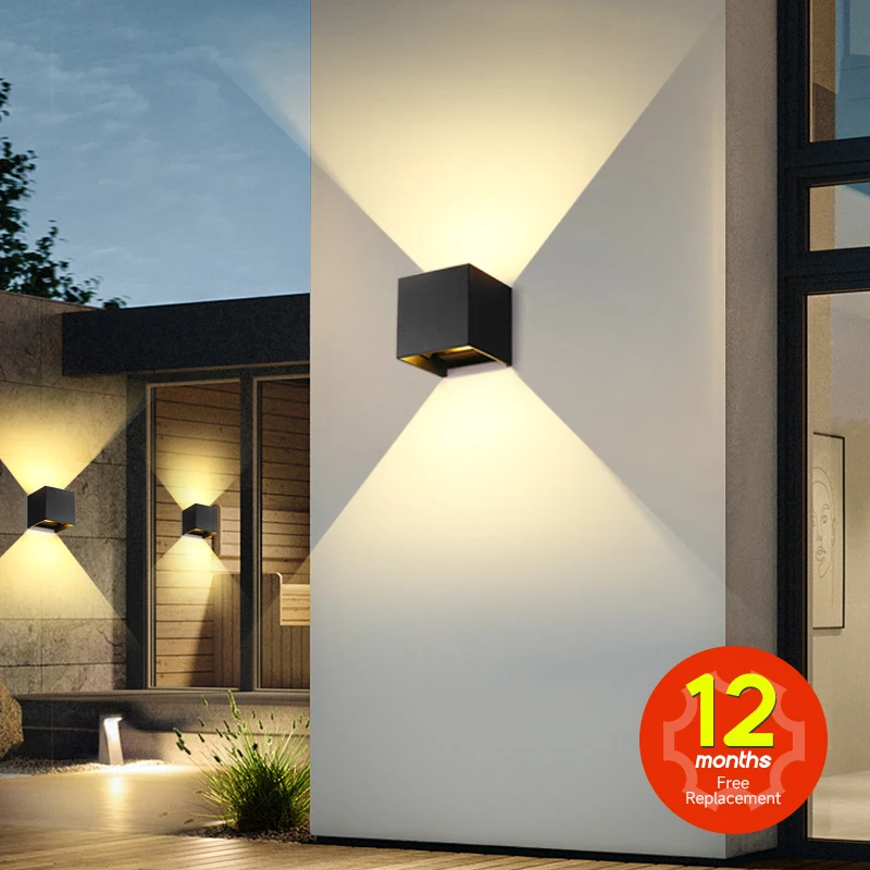 Square Led Outdoor Wall Lamp Waterproof Exterior Wall Light 6w 12w ...