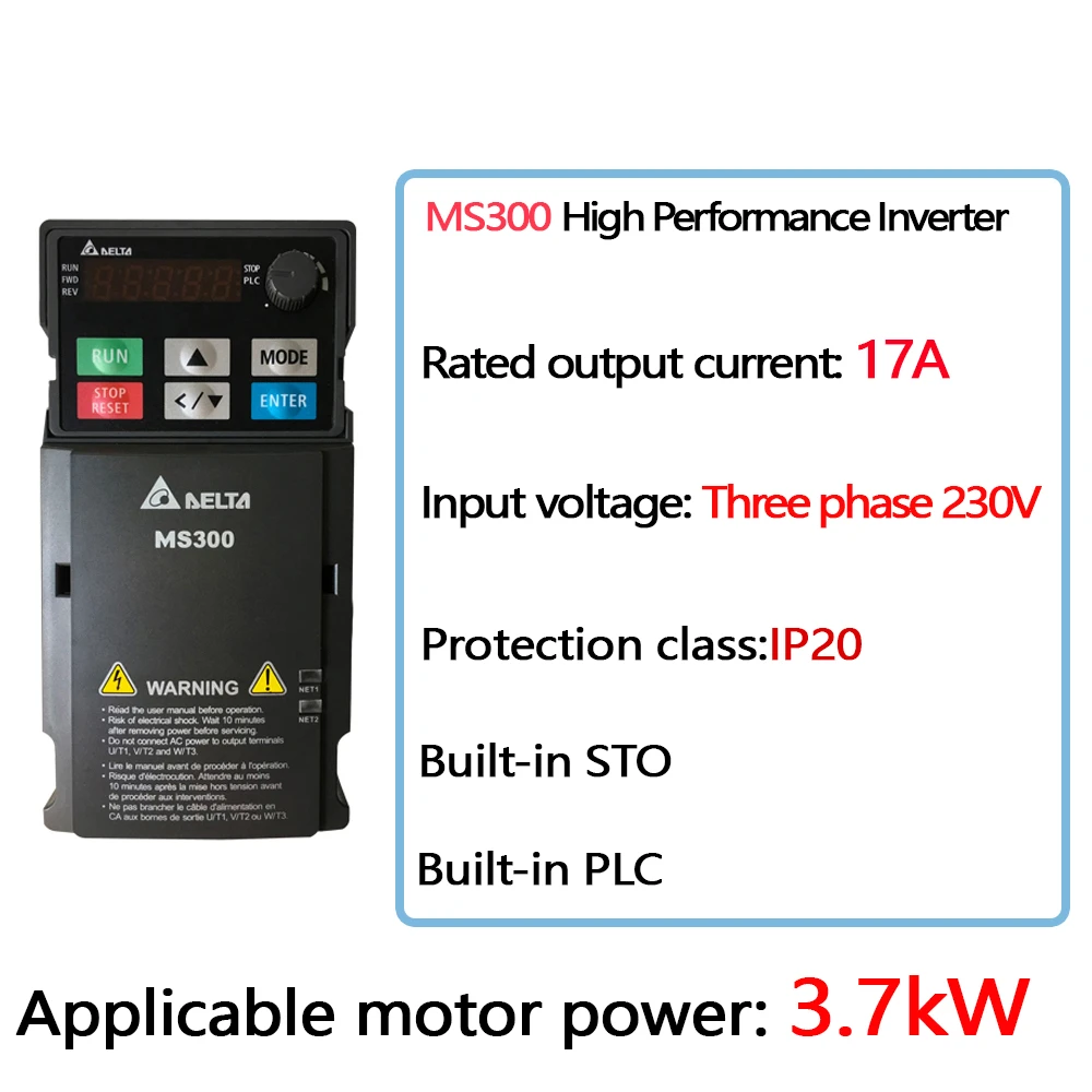 For 5hp 3.7kw 17a 230v Three Phase Output Delta Ms300 Vfd Vector Control Inverter Drive ...