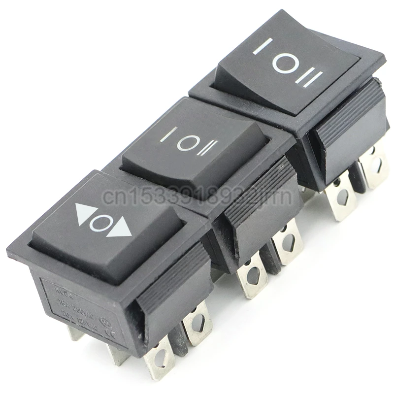 1PCS-KCD4-25X31mm-Black-Rocker-Switch-6-Pin-3-Position-ON-OFF-ON-Double ...
