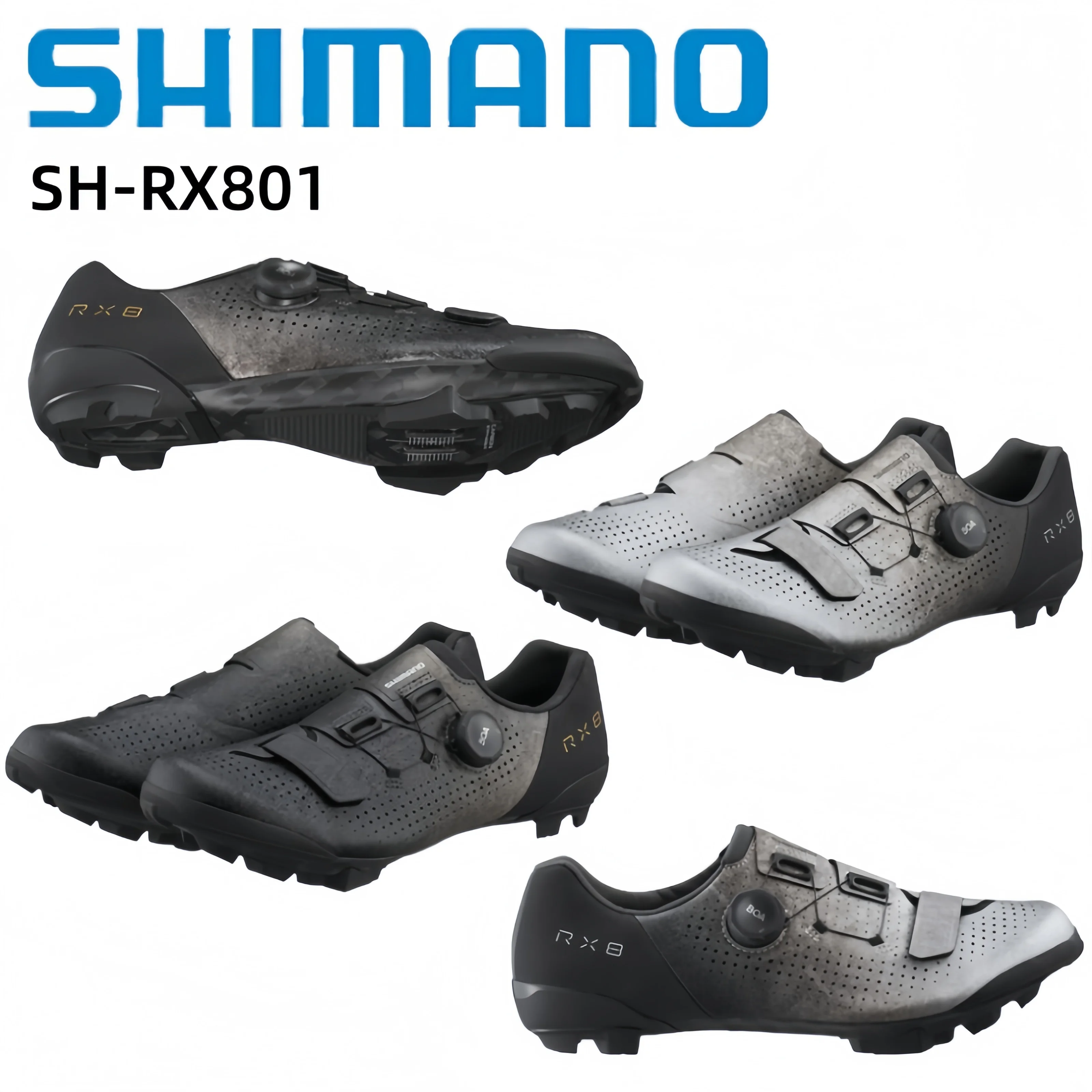 Shimano SH-RX801 Men's Black Silvery Road Bike Lock Shoes Carbon Fiber ...