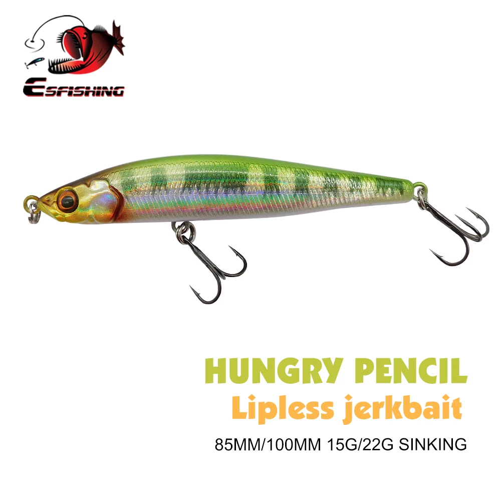 ESFISHING-SinKing-Lure-Hungry-Pencil-Minnow-85mm-15g-100mm-22g-lipless ...