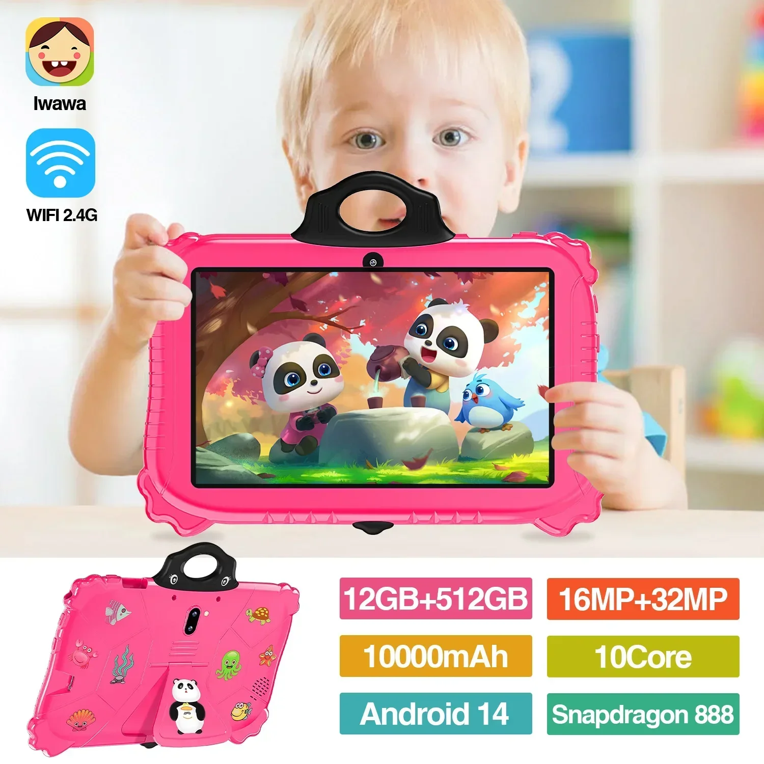 7-Inch-Kids-Tablets-Panda-Children-Laptop-Learning-Education-Computer-For-Toddler-Preschool ...