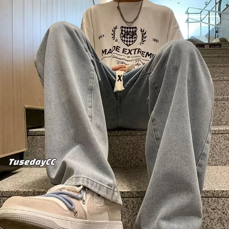 2023 Streetwear Cal As Jeans Baggy Dos Homens Cl Ssico All Match Cor S