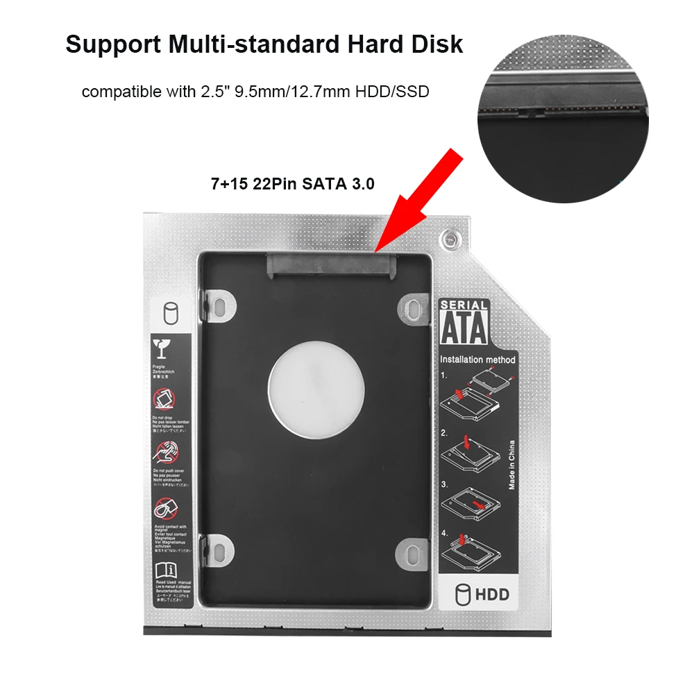Hard Drive Adapter CD-ROM Drive Hard Disk Rack 9.5mm 12.7mm SATA 3.0 ...