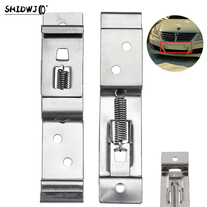 2pcs/set Rectangular Car License Plate Spring Loaded Stainless Steel ...