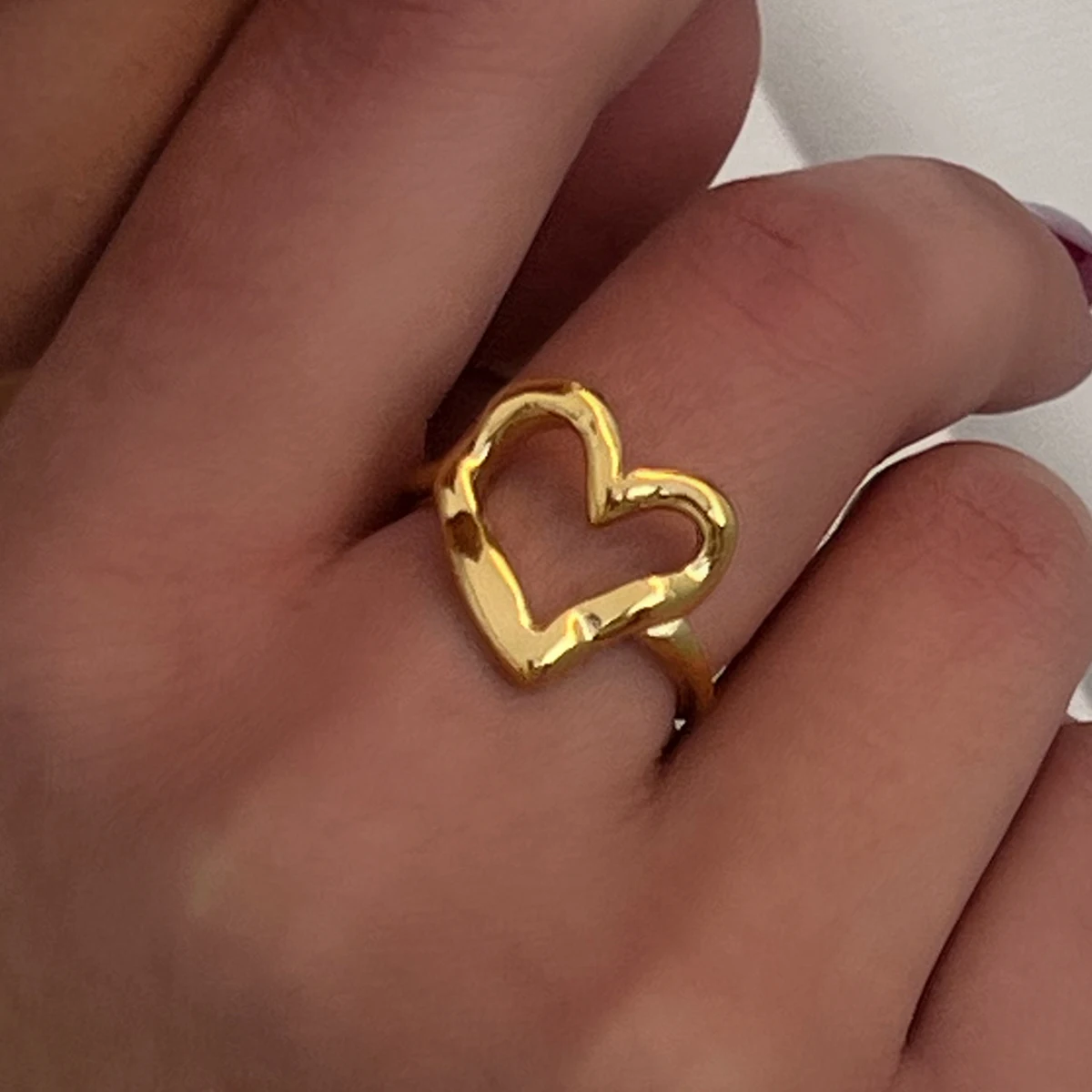 Uworld-Stainless-Steel-Heart-Love-Hollow-Minimalist-Ring-Chic-18K-PVD ...