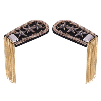 1Pcs Vintage Five Star Tassel Chain Shoulder Board Badges Beads Fabric ...