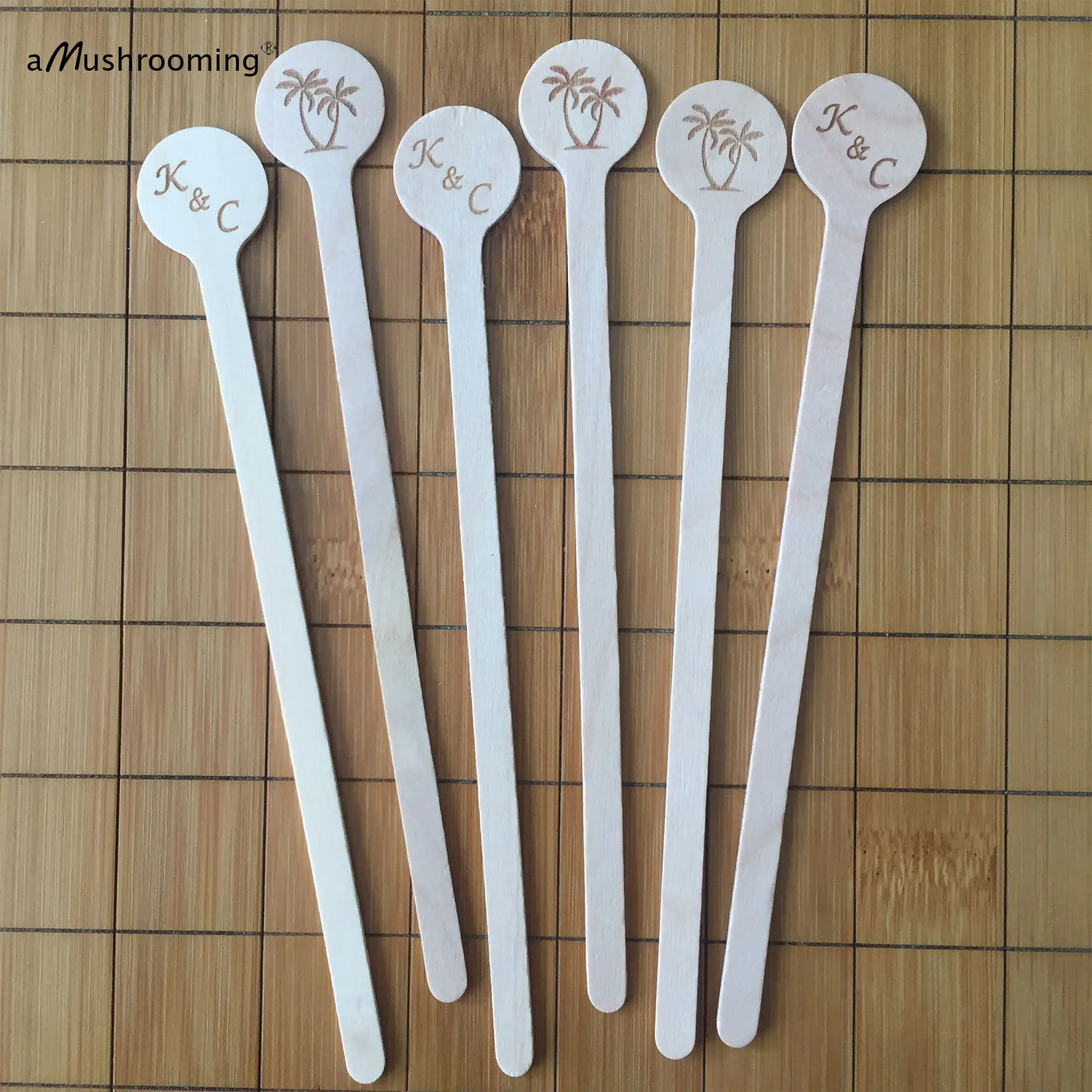100pcs Customized Beachy Wedding Party Swizzle Sticks Palm Tree ...