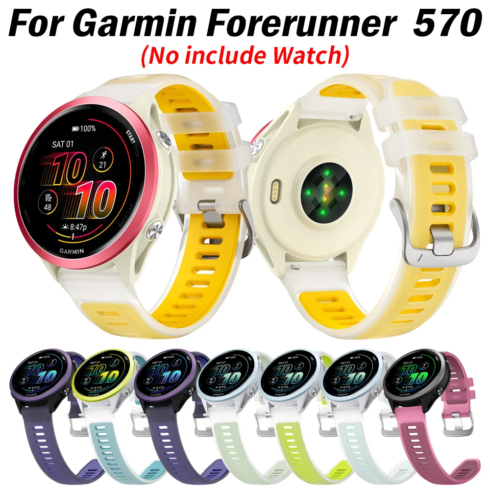 20mm 22mm Translucent Silicone Band for Garmin Forerunner 570 47 42mm ...
