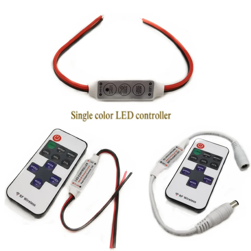 DC12V-24V Mini 3 Keys 11ey RF Single Color LED Controller Brightness ...