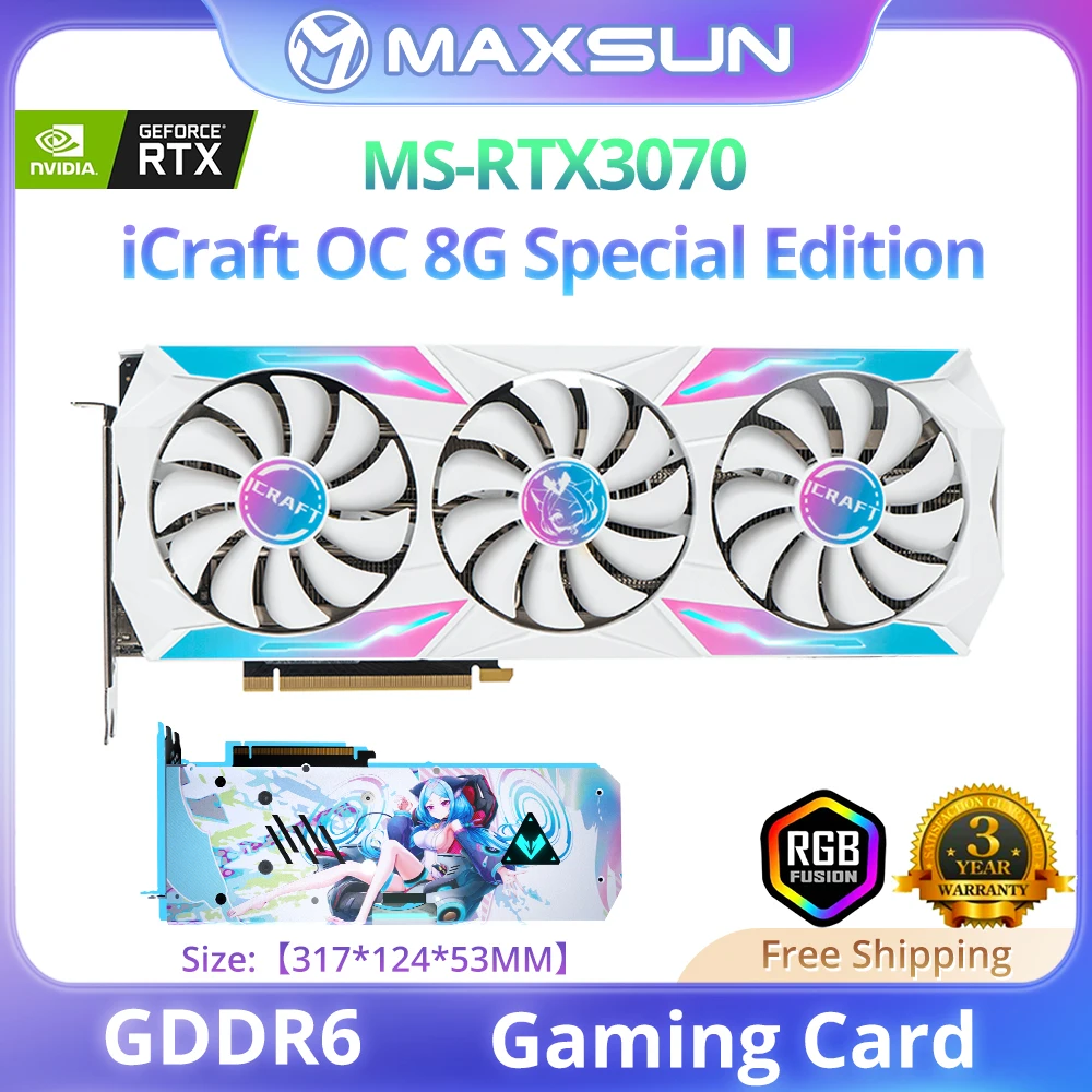 MAXSUN New GeForce RTX 3070 iCraft OC 8G Special Edition Graphics Card ...