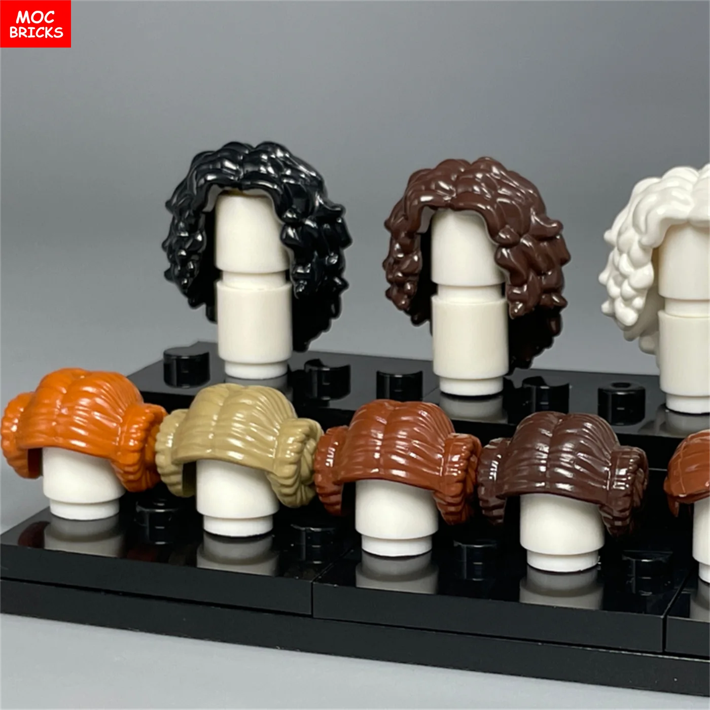 10pcs MOC Bricks 4cm Figure Wear Woman Female Curly Hairs Princess Hair ...