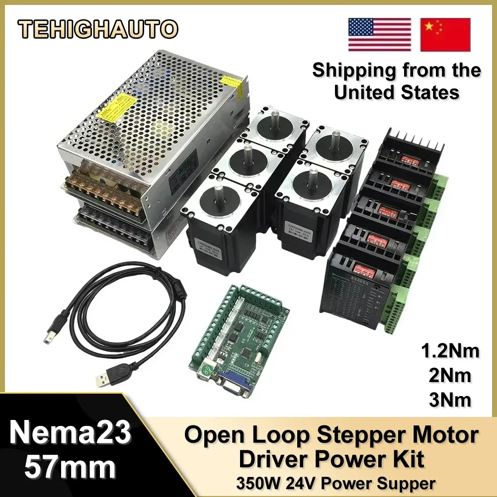 Nema23 57mm Stepper Motor Driver Power Kit 1.2/2/3Nm 2 Phase 3A Motor ...