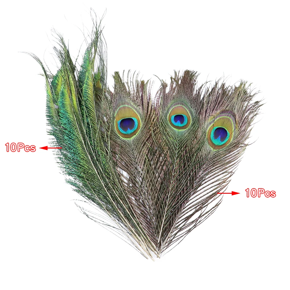 10Pcs-Peacock-Feathers-and-10Pcs-Peacock-Arrow-Feathers-25-35cm-Natural ...
