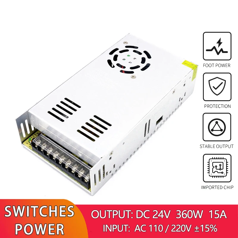 Ac Dc 24 V 360 W Anahtarlama Güç Kaynağı 110v 220v Ac Dc 24 Volt 360