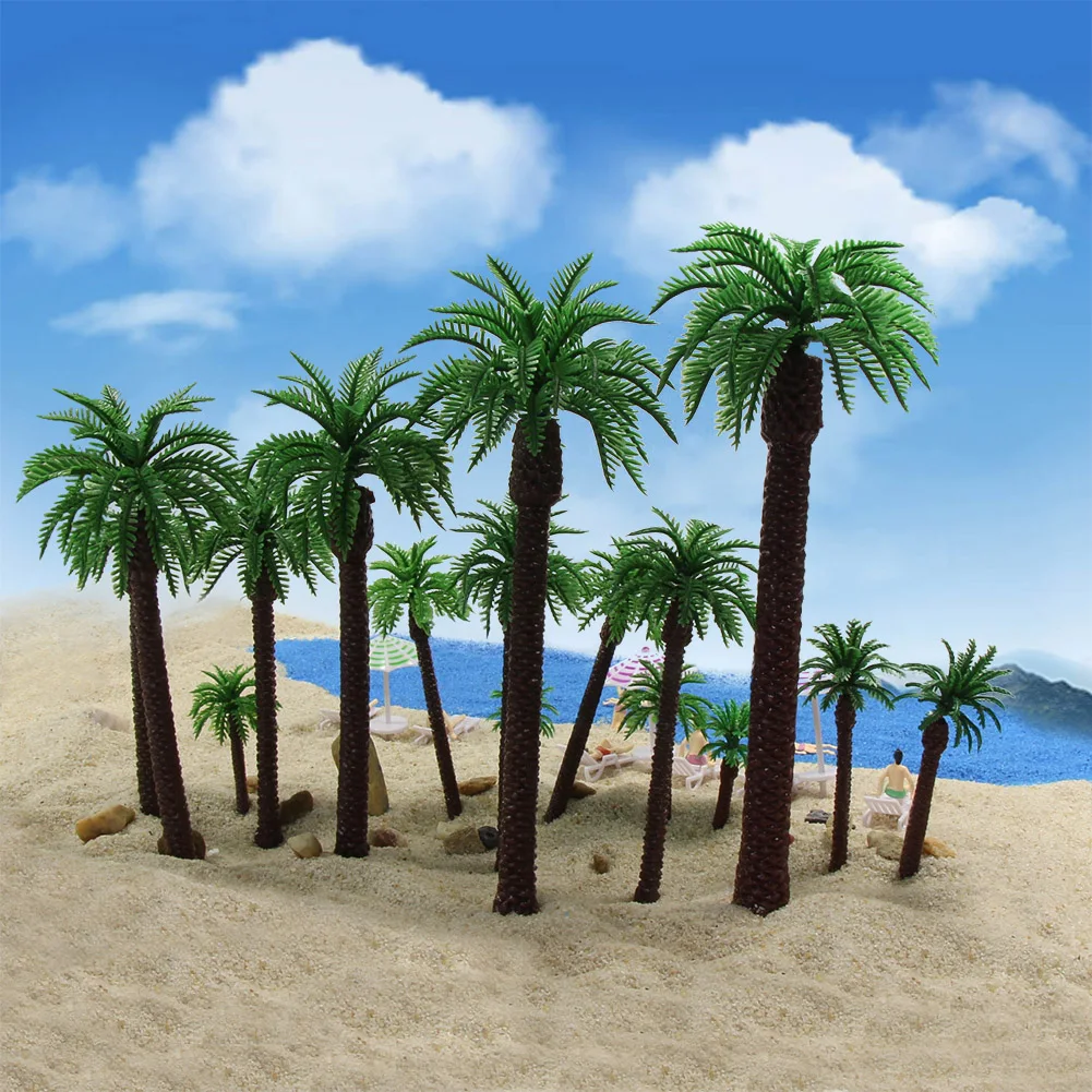 20pcs 45mm-170mm Height Model Palm Trees Model Layout Train Scale 1:400 ...