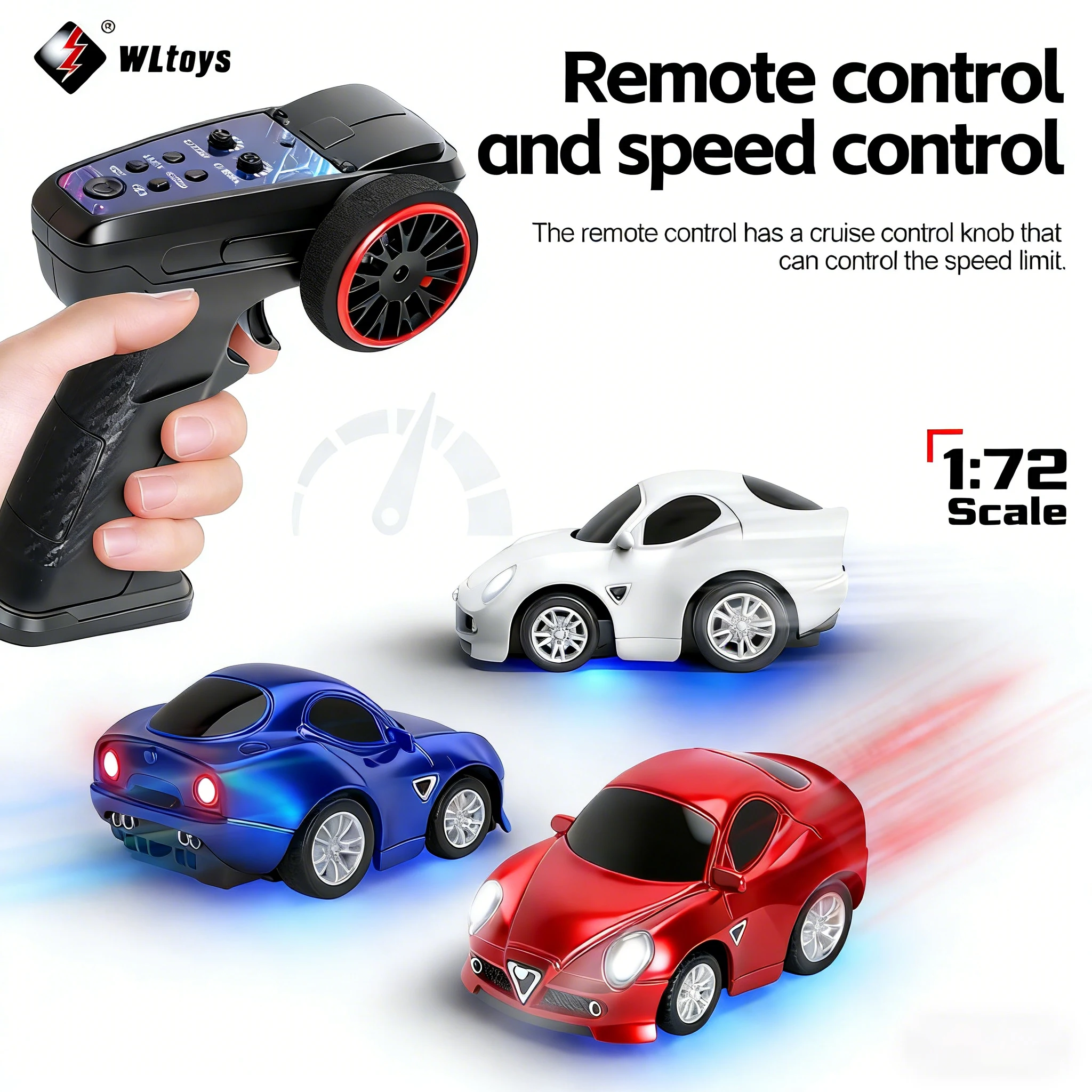 WLtoys 1/72 Mini RC Car With Gyroscope LED Light 2.4G Radio Remote ...